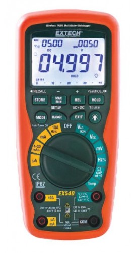 Extech EX542 TRMS AC/DC Multimeter/Data Logger, 1000 V/20 A