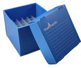 Heathrow Scientific HS120392 True North Freezer Box, 36 Wells, Blue