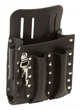 Klein 5126 Leather Tool Pouch with 5 pockets and knife snap