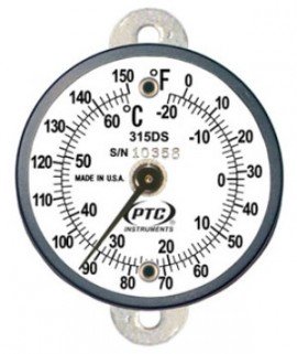 PTC Instruments 315DST1 Dual-Scale Tab Mount Thermometer, 0 to 150°F ...