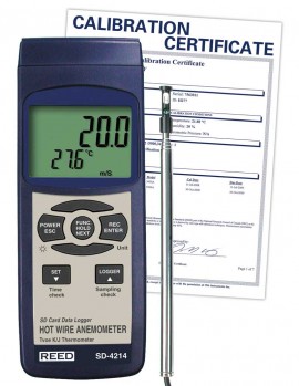 REED SD-4214 Hot Wire Thermo-Anemometer/Data Logger,