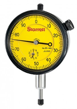 Starrett 25-481J Dial Indicator, 0 to 10 mm range, 0 to 100 reading